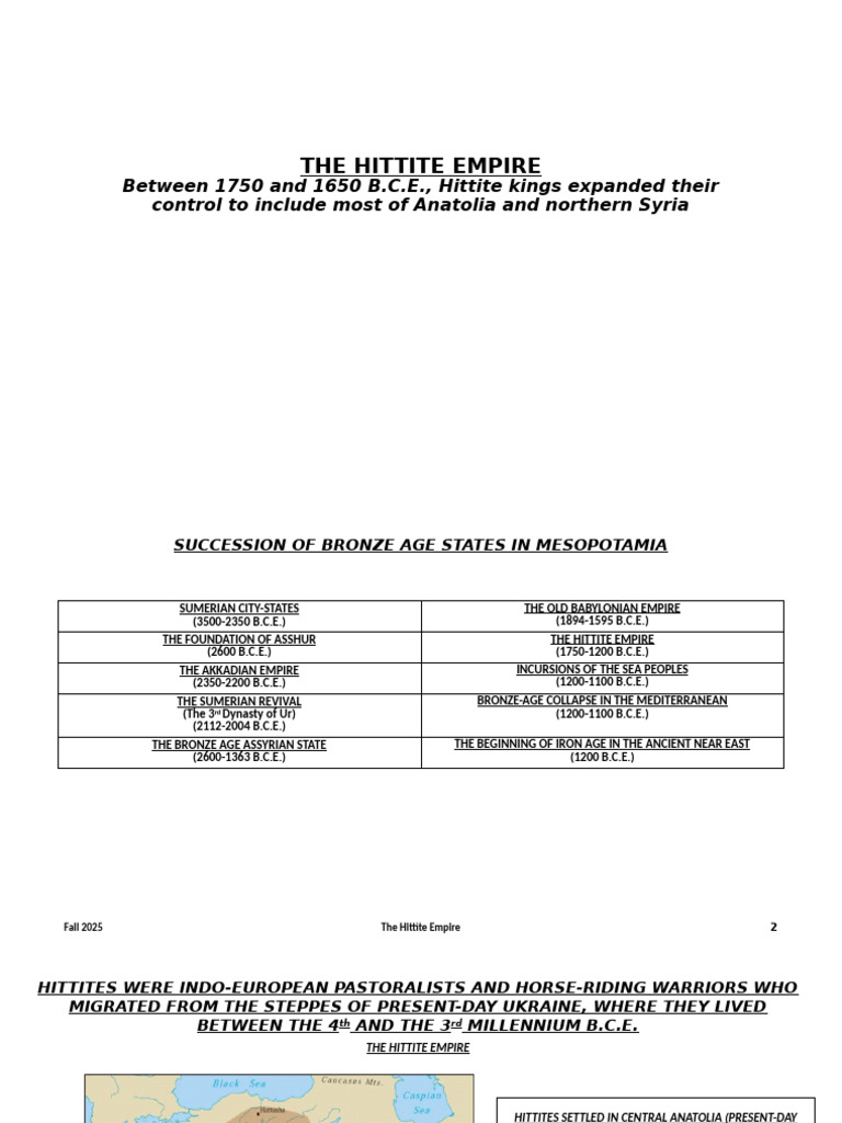 F 2025 The Hittite Empire | PDF | Hittites | Anatolia