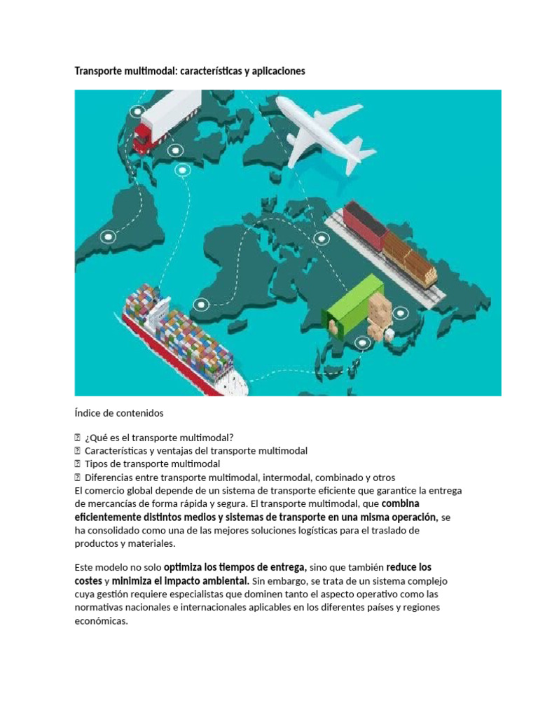 Transporte Multimodal: Ventajas y Tipos | PDF | Transporte Intermodal ...