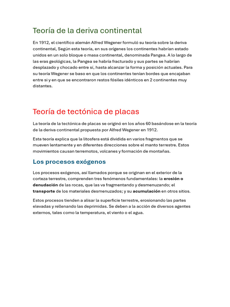 Teoría de La Deriva Continental | PDF | Placas tectónicas | Ciencias de ...