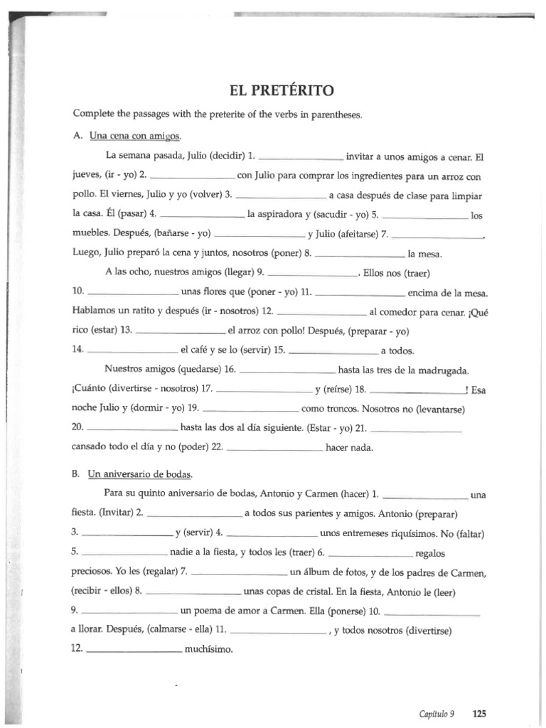 El Preterito - Practica | PDF