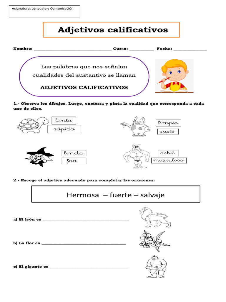 Guia Adjetivos 1 | PDF