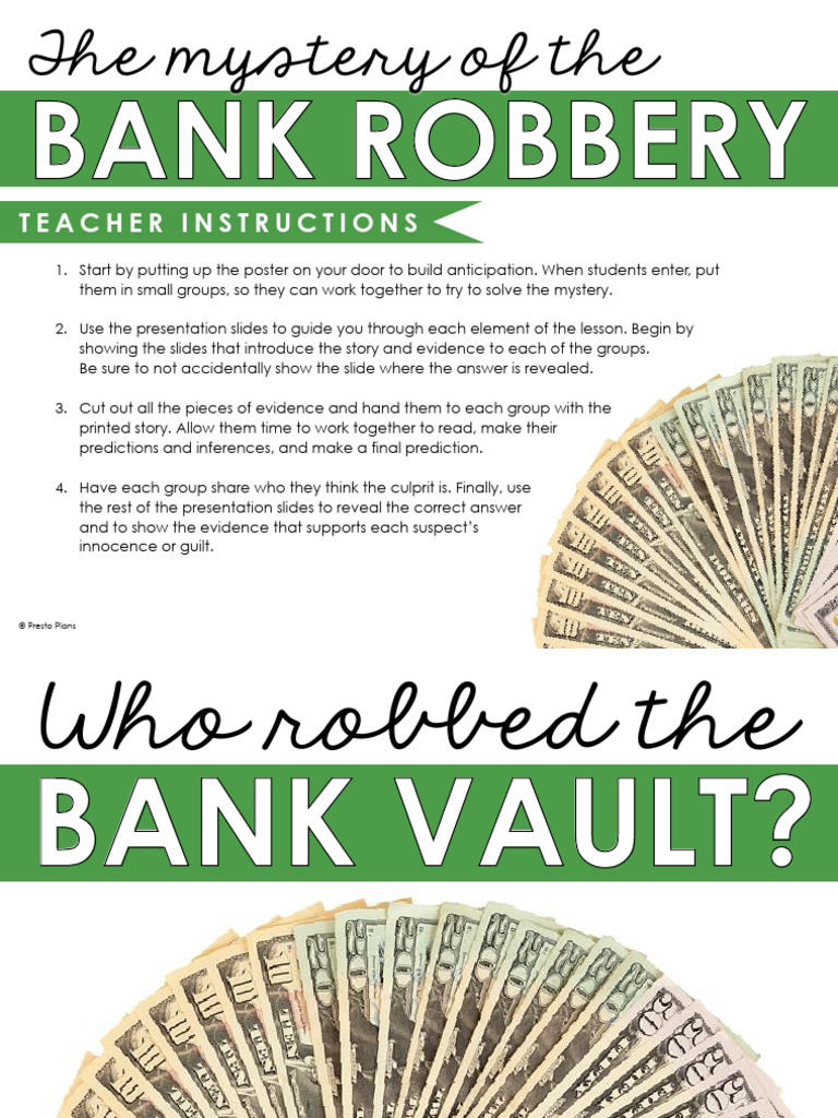 Bank Robbery Mystery Lesson Plan | PDF | Banks