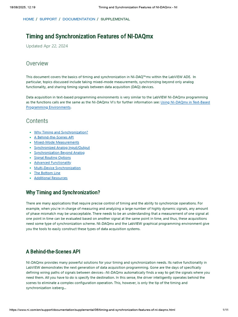 Timing and Synchronization Features of NI-DAQmx - NI | PDF | Data Acquisition | Computing