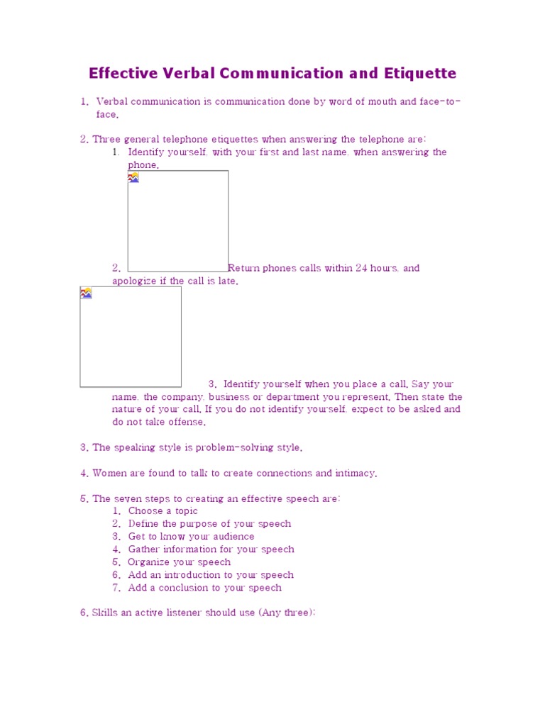 Effective Verbal Communication and Tele Etiquette | PDF | Etiquette ...