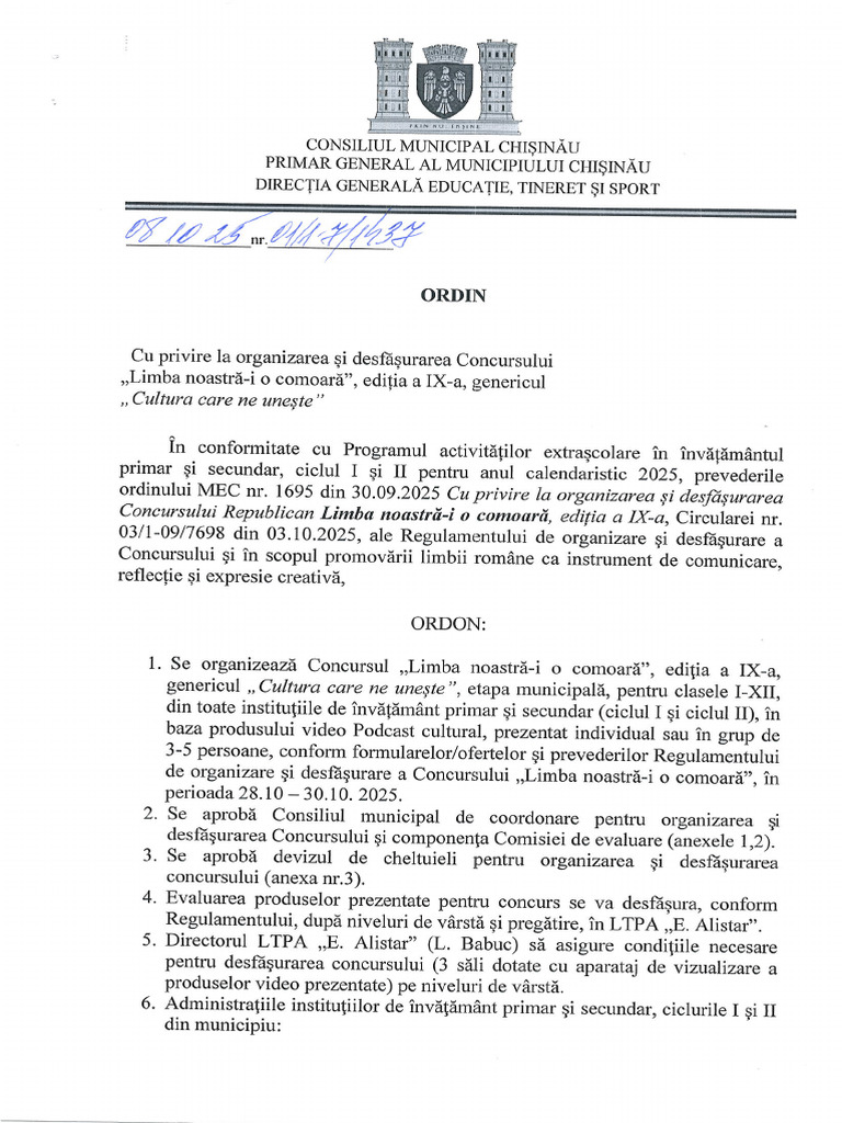 Ord Nr. 1437 Limba Noastra Editia IX 2025 | PDF