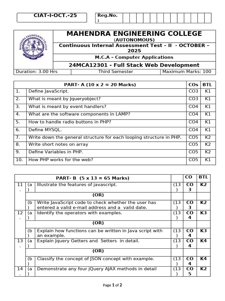 Fullstack Web Development Set II | PDF | Java Script | Php