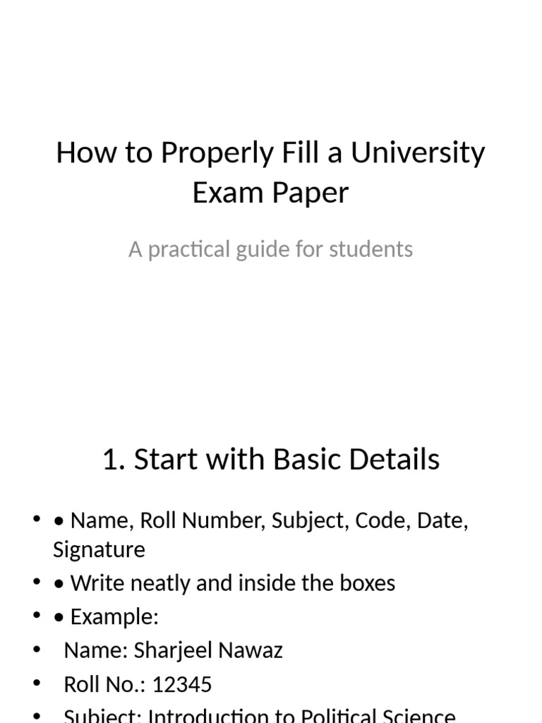 How To Properly Fill A University Exam Paper | PDF