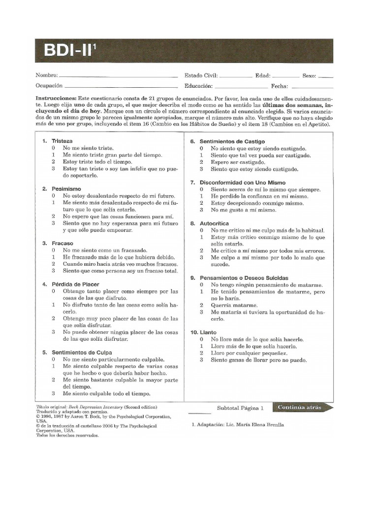 Bdi Ii | PDF