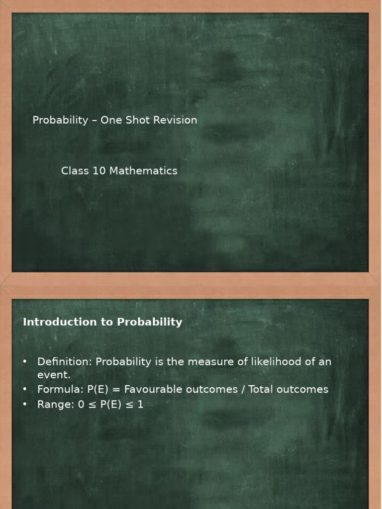 Class - 10 - Probability One Shot Revision | PDF | Odds | Probability