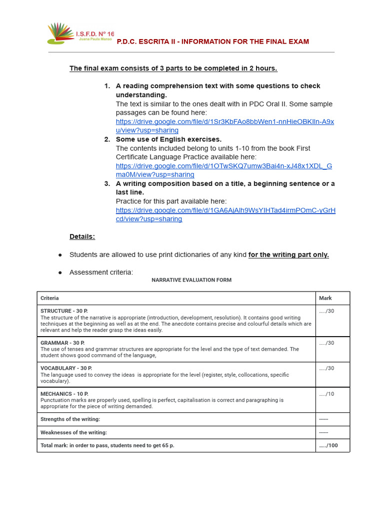 PDC Escrita II - Final Exam - Information - 250220 - 200159 | PDF ...