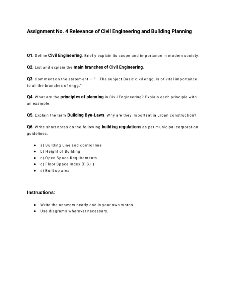 Assignment No 4 Relevance of Civil Engg and Building Planning | PDF