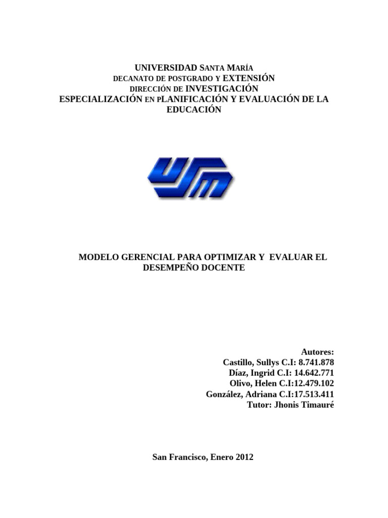Modelo General para Optimizar y Evaluar El Desempeño Del Docente | PDF ...
