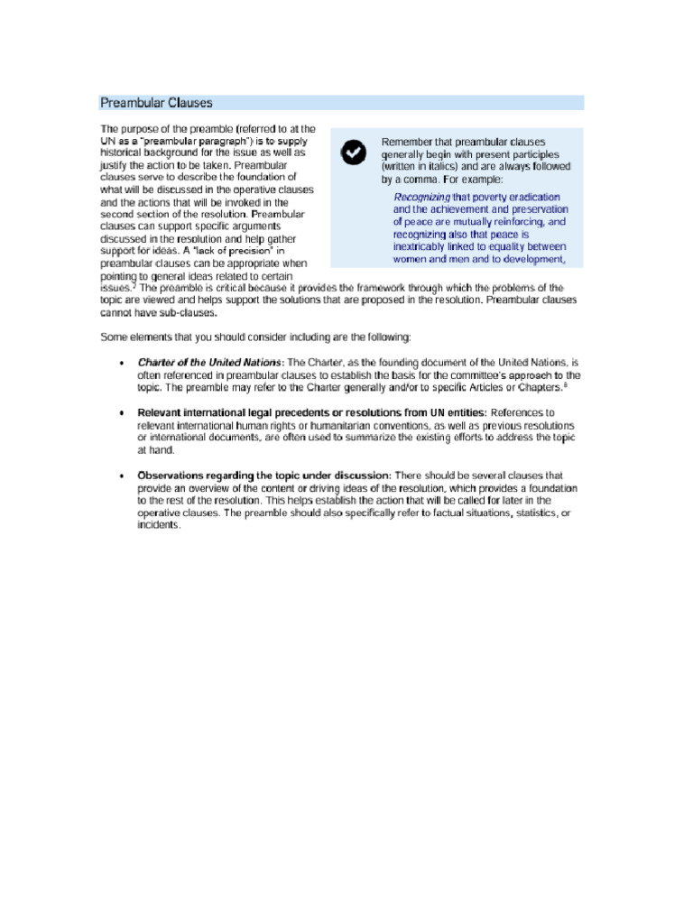 Preambular and Operative Clauses | PDF