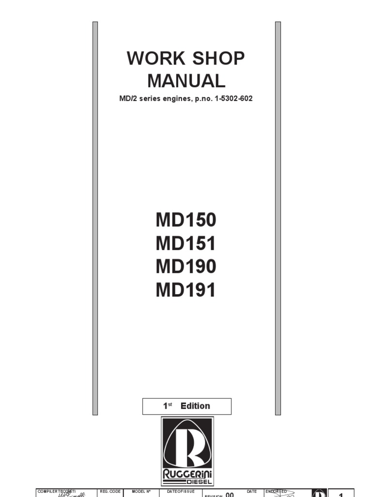 Ruggerini Workshop 20manual 20md150-191 | PDF | Piston | Cylinder (Engine)