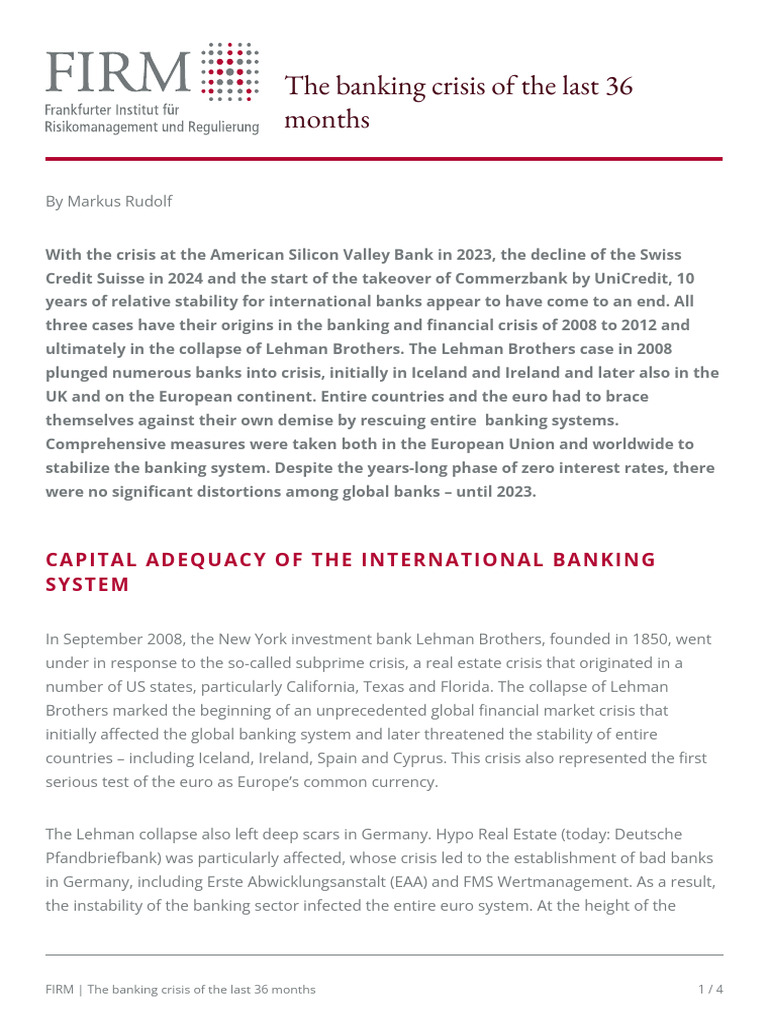 FIRM-the-banking-crisis-of-the-last-36-months | PDF | Banks | Interest ...