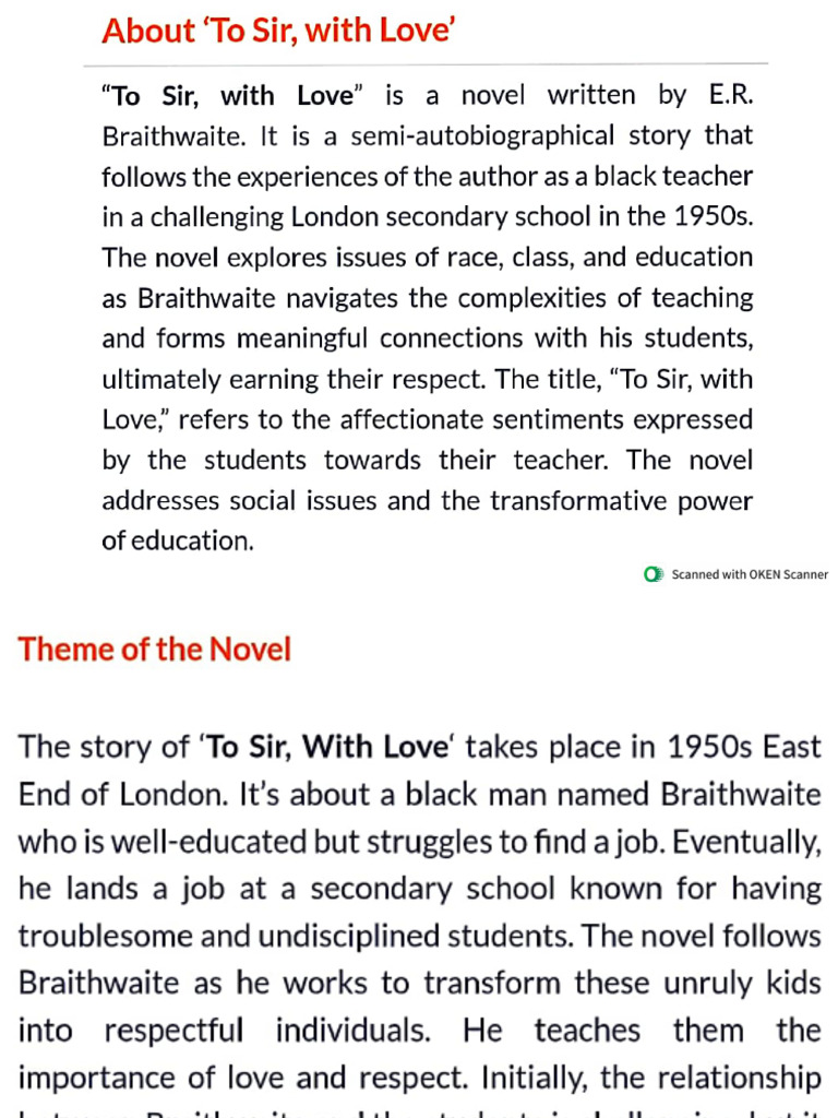 Novel-4.2..to Sir, With Love | PDF