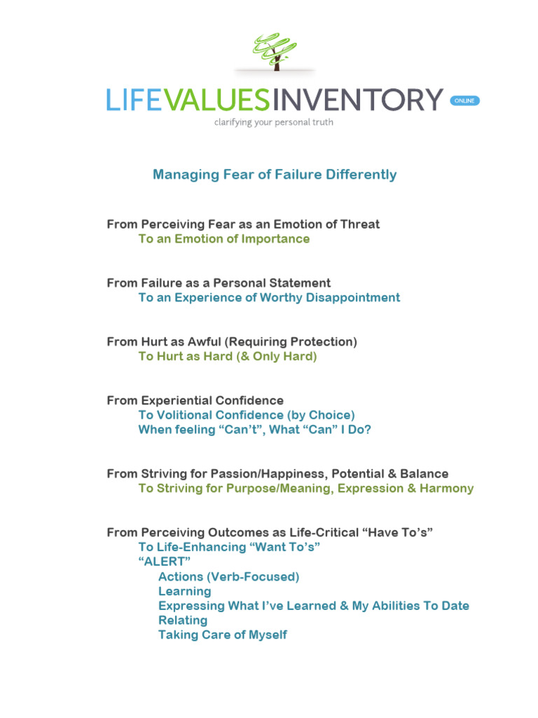 Video 06 - "Managing Fear of Failure Differently" -- Strategies | PDF