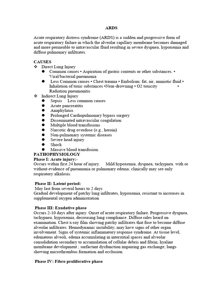 ARDS | PDF | Lung | Clinical Medicine