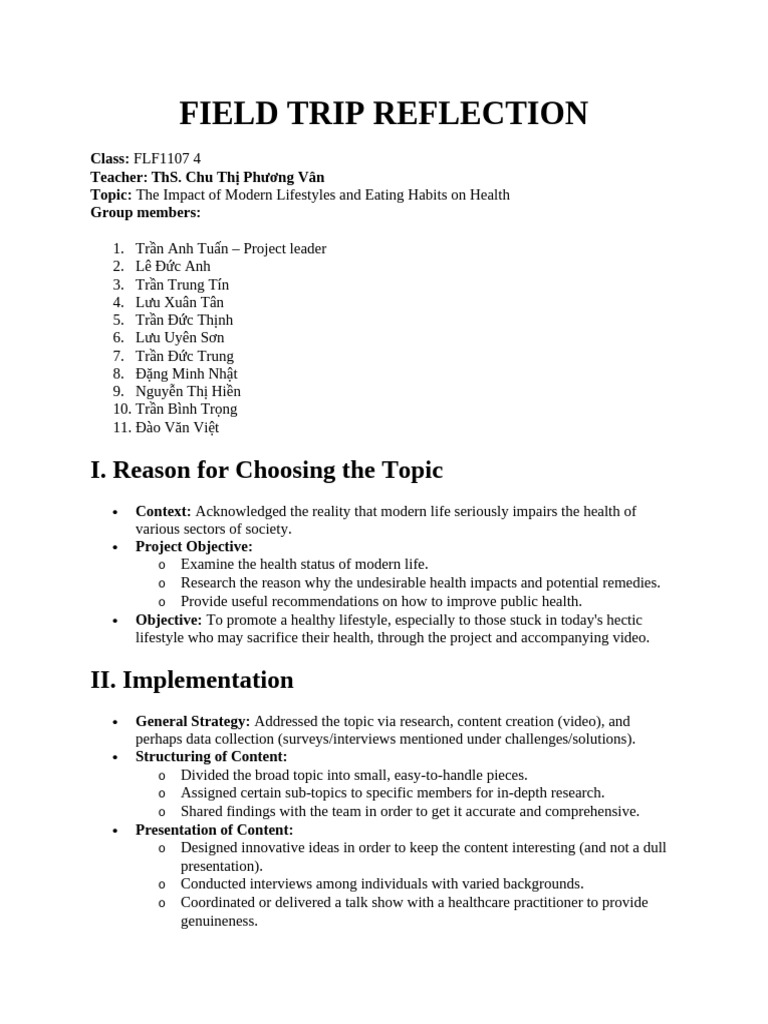 Field Trip Reflection Group 6 | PDF | Conflict Resolution | Information