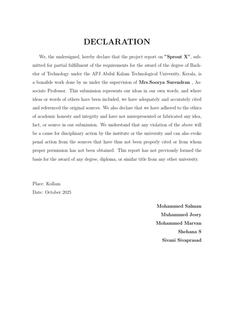 Declaration Project Pdf