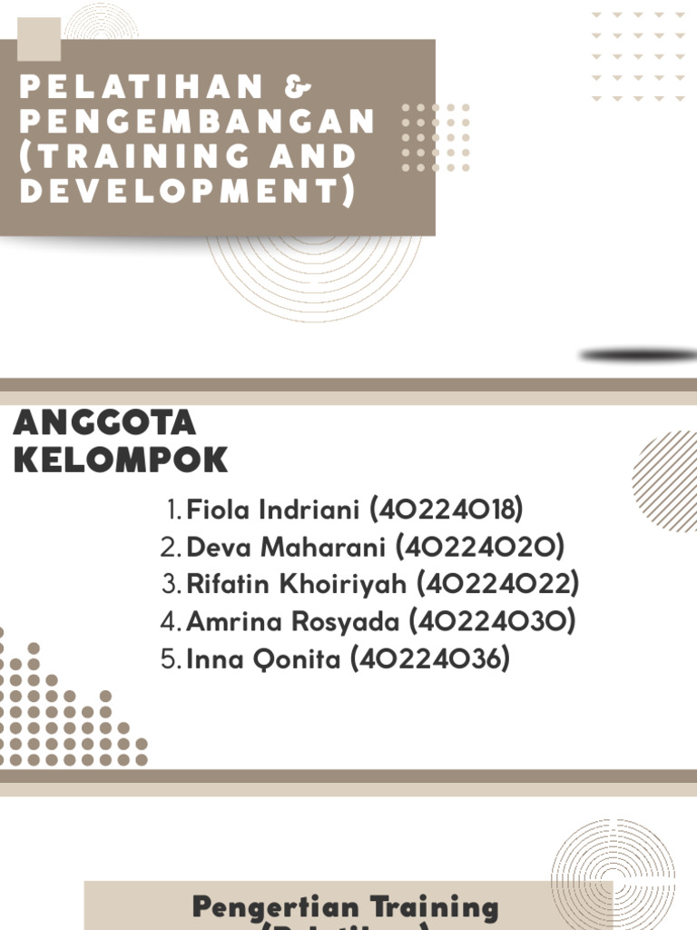 Training and Development - PPT Kelompok 2 - MSDI Kelas C | PDF
