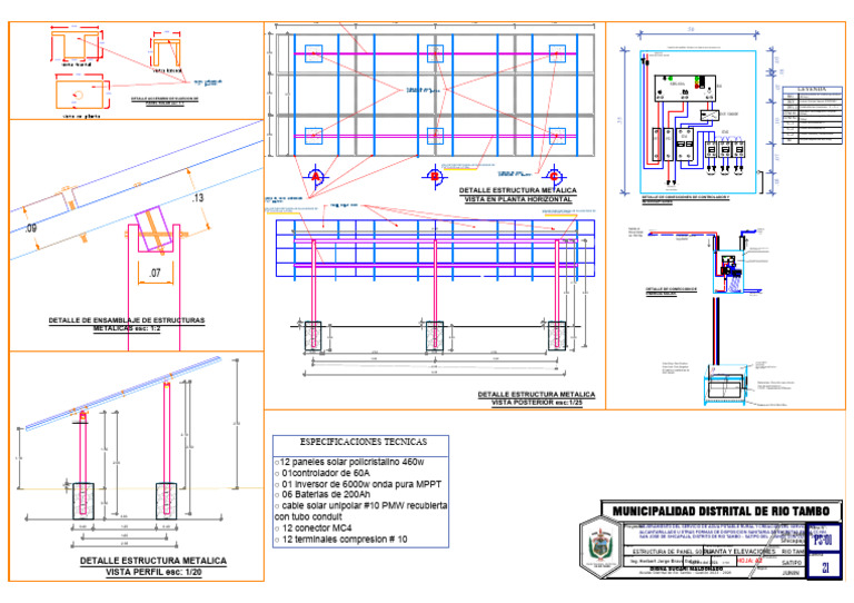 Detalle de Estructura para Panel Solar | PDF | Ingenieria Eléctrica ...