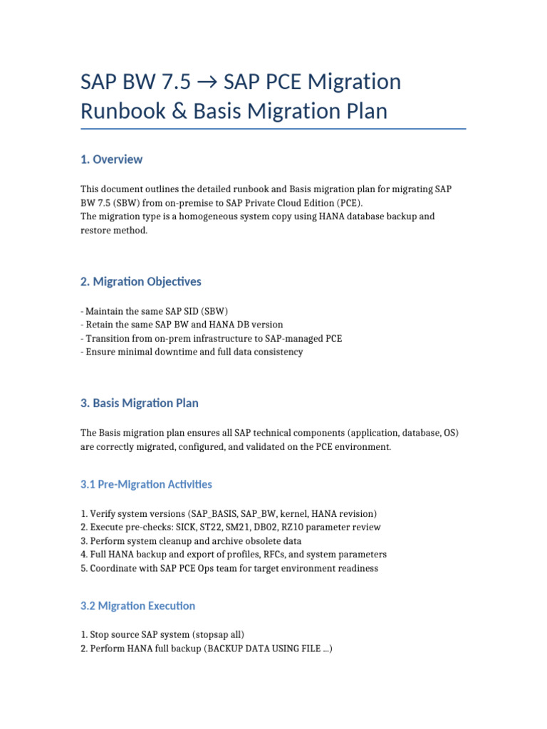 SAP BW 7.5 to PCE Migration Guide | PDF | Backup | Software