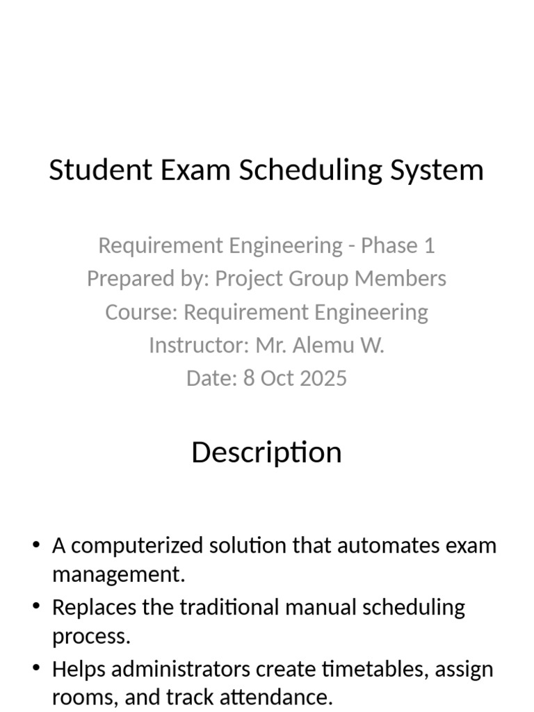 Student Exam Scheduling System Phase1 Presentation | PDF