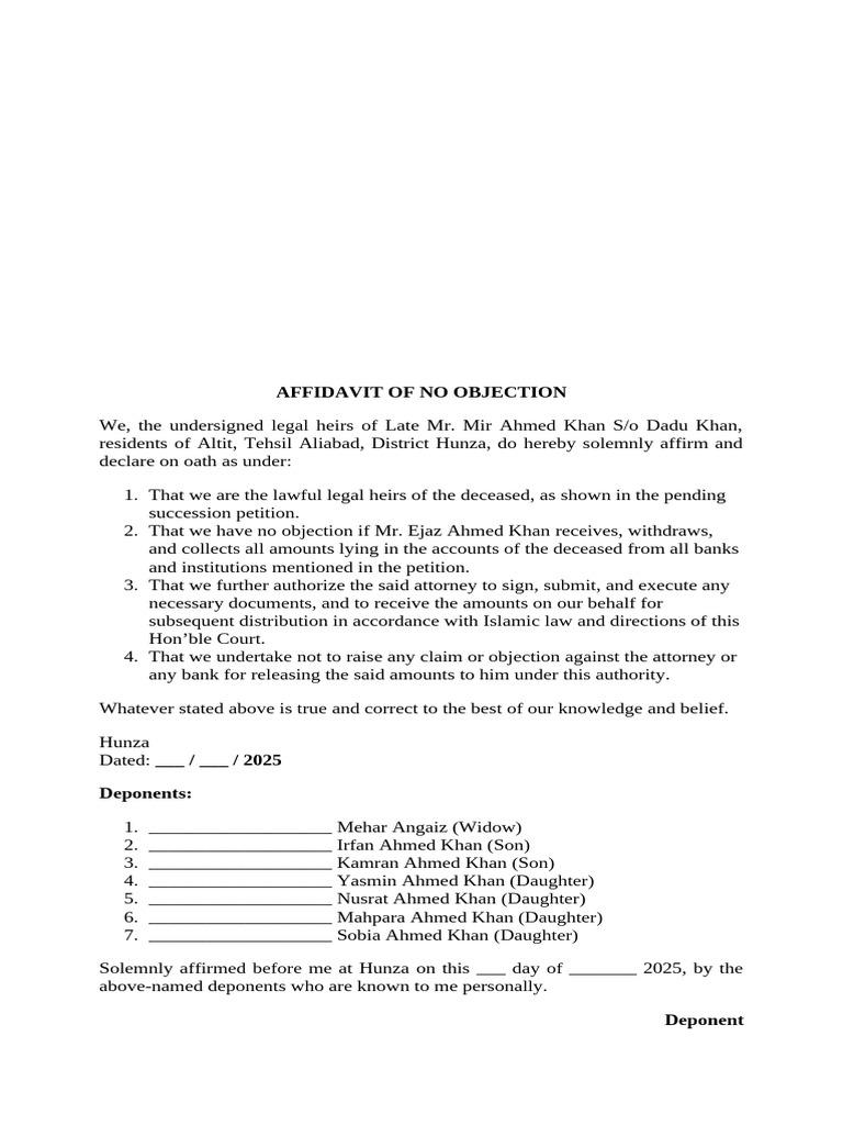 Affidavit of No Objection | PDF