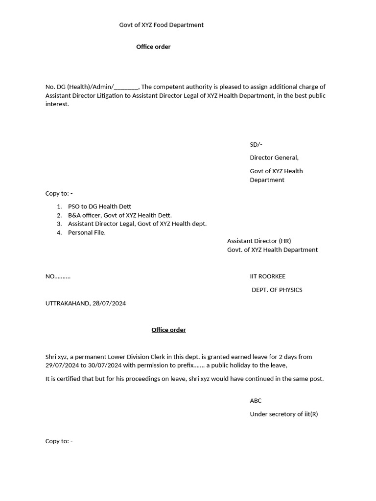 Office Order | PDF