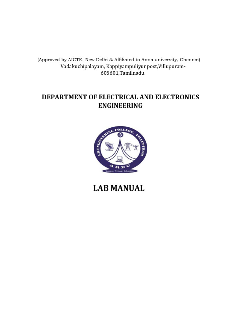 EE3009 Special Electrical Machines Lab Manual | PDF | Electric Motor ...