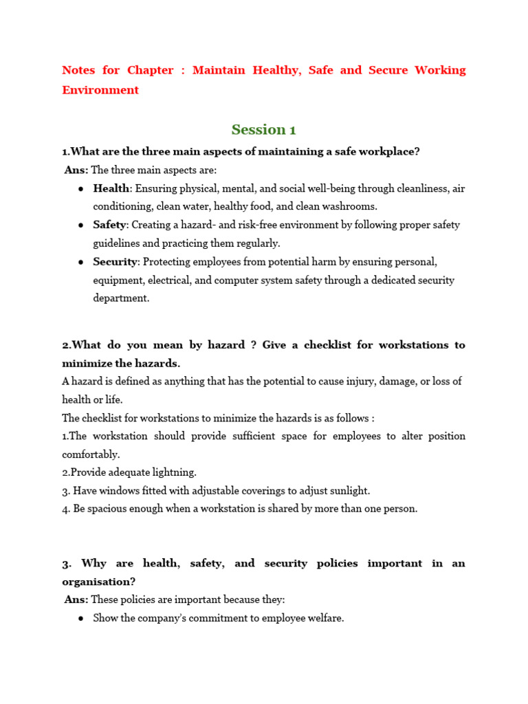 Maintain Healthy, Safe and Secure Working Environment.docx (2) (1 ...