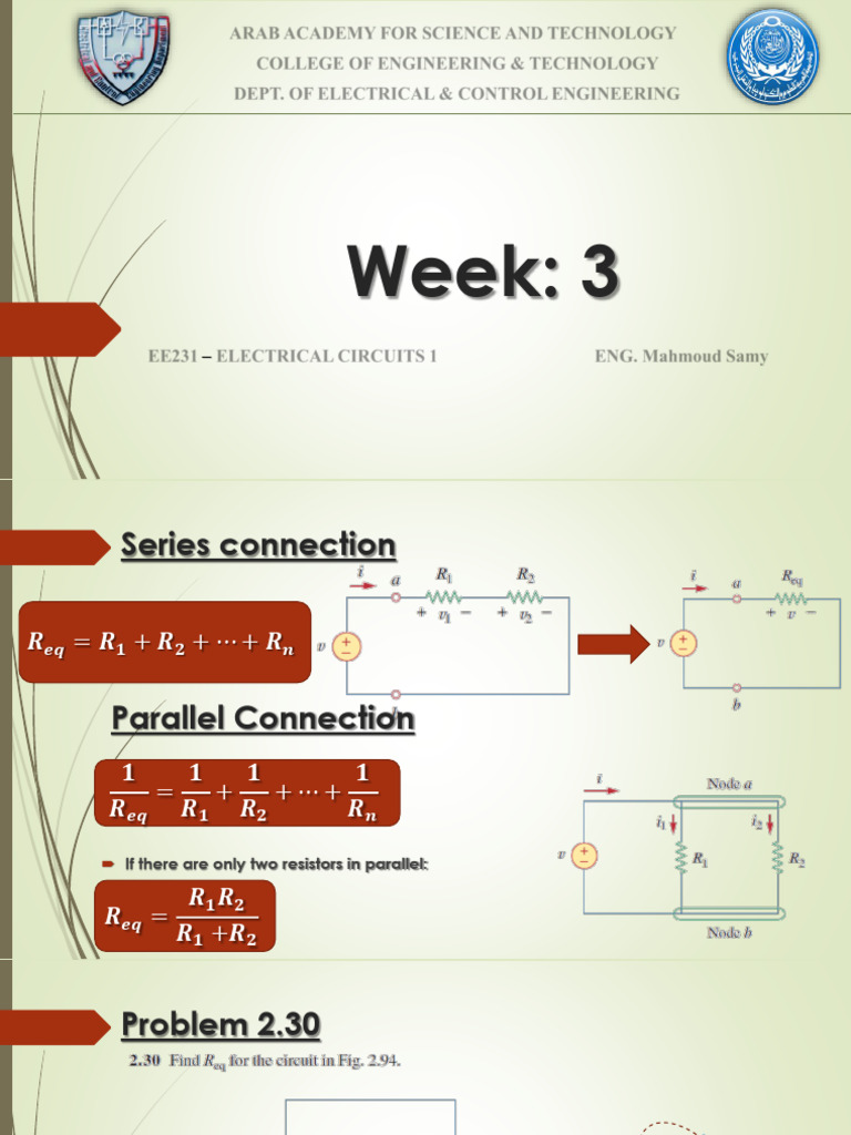EE231 Week 3 | PDF | Electronic Circuits | Electrical Resistance And Conductance