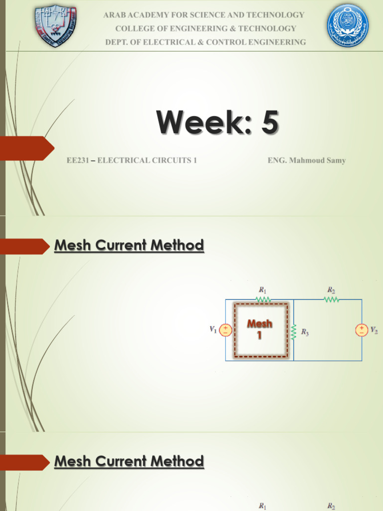 Mesh Current Method in Electrical Circuits | PDF | Electrical Circuits ...