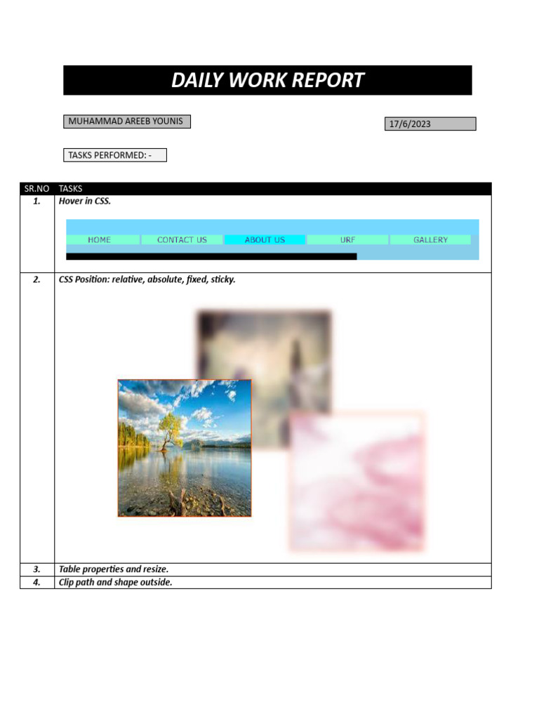 Daily Work Report: Muhammad Areeb Younis 17/6/2023 | PDF