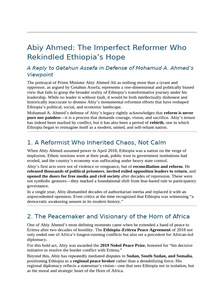 A Reply To Getahun Assefa in Defense of Mohamud A. Ahmed's Viewpoint111 ...
