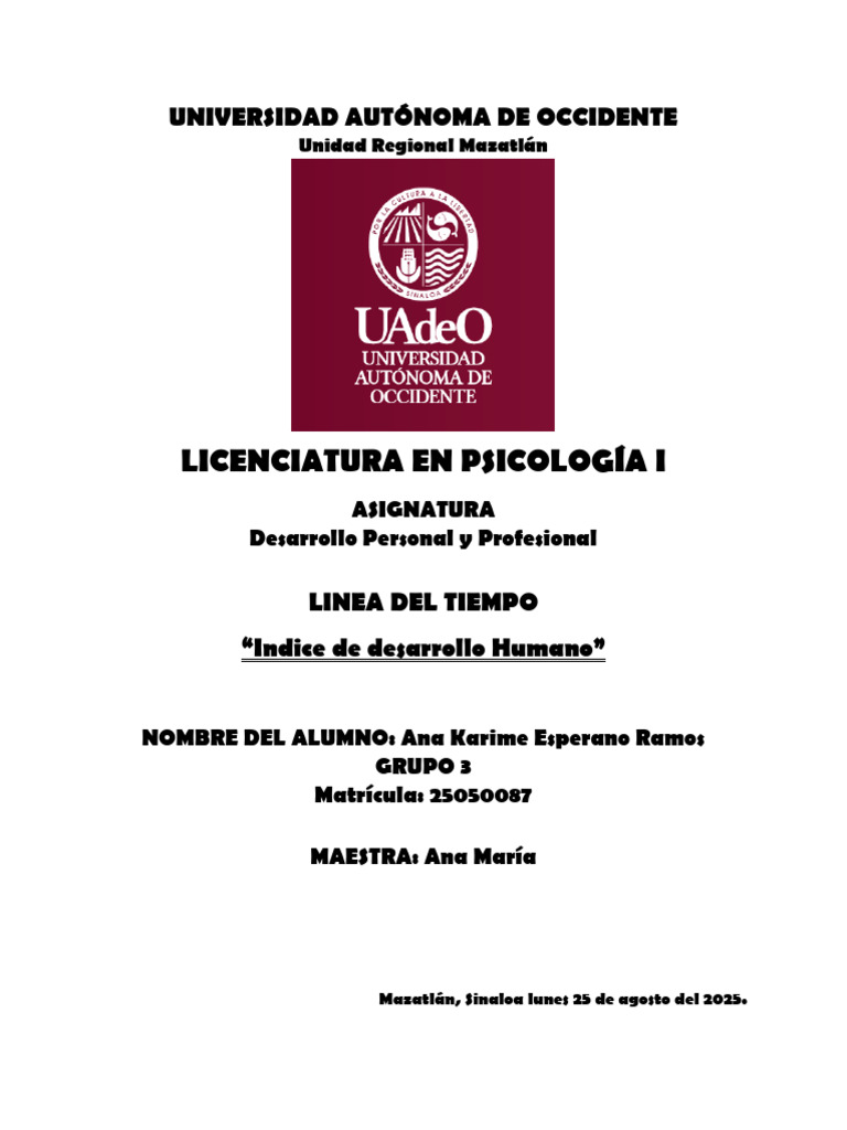 Linea Del Tiempo Sobre Idh-Ana Karime Esperano Ramos-Psicologia I | PDF ...