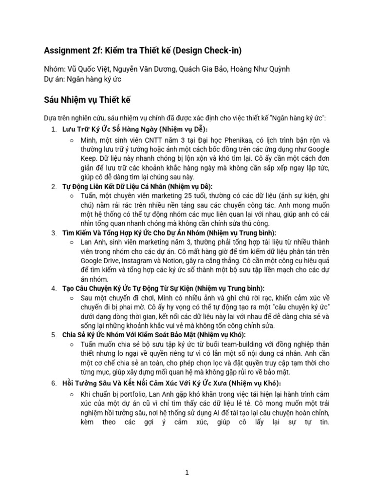 Assignment 2f: Kiểm tra Thiết kế (Design Check-in) | PDF