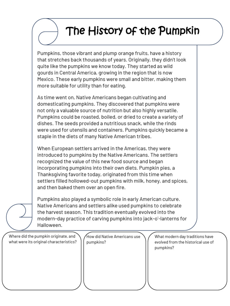 FallReadingComprehensionPassagePumpkinHistoryMiddleSchoolHighSchool 1 ...