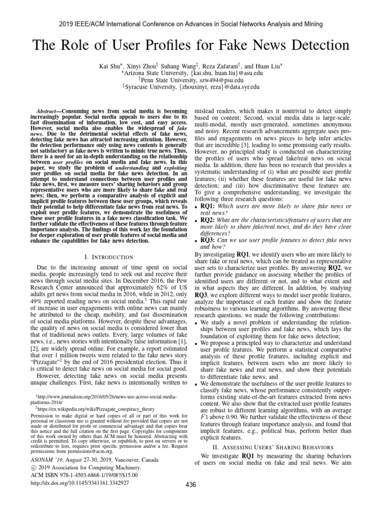 User Profiles in Fake News Detection | PDF | Learning | Cognitive Science