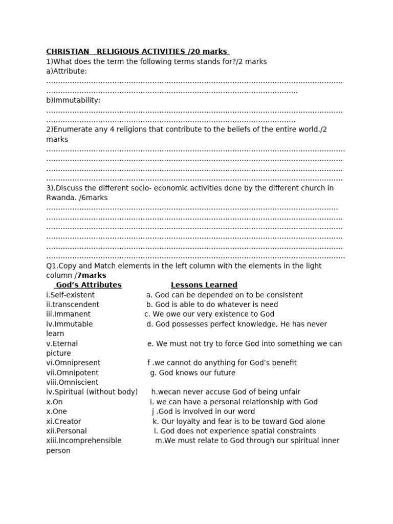 Christian Religious Activities Overview | PDF