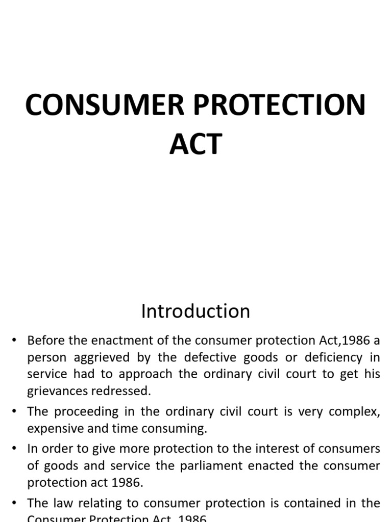 Consumer Protection Act | PDF | Complaint | Consumer Protection