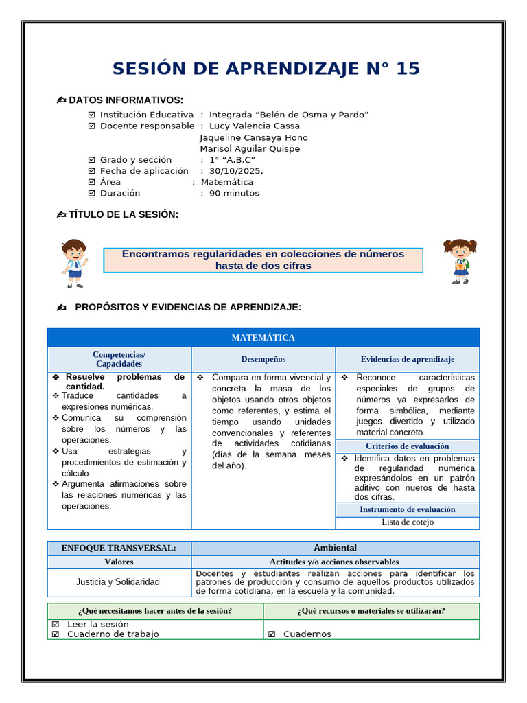 Sesión de Matemáticas: Regularidades Numéricas | PDF | Aprendizaje ...