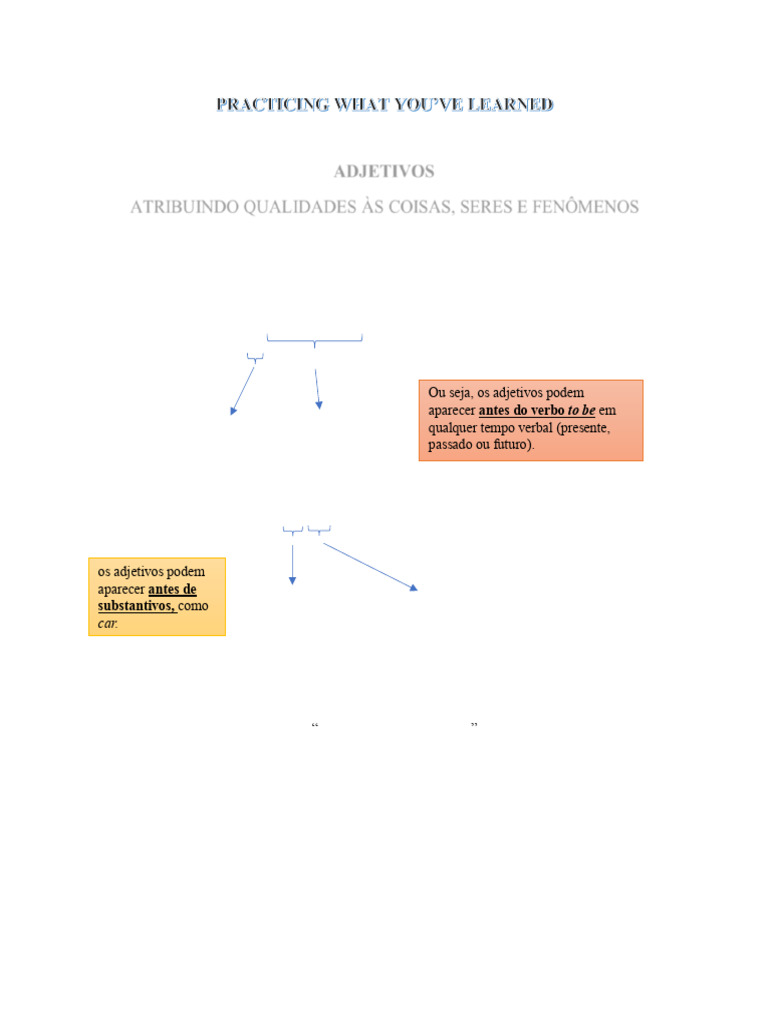 Exercises - Adjectives | PDF | Adjetivo | Morfologia linguística