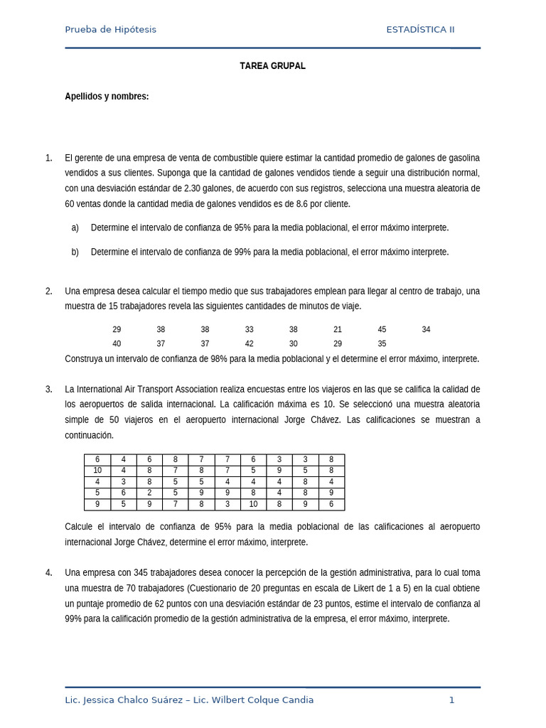 Acividad Grupal - Solución de Ejercicos - Segunda Unidad | PDF | Intervalo de confianza ...