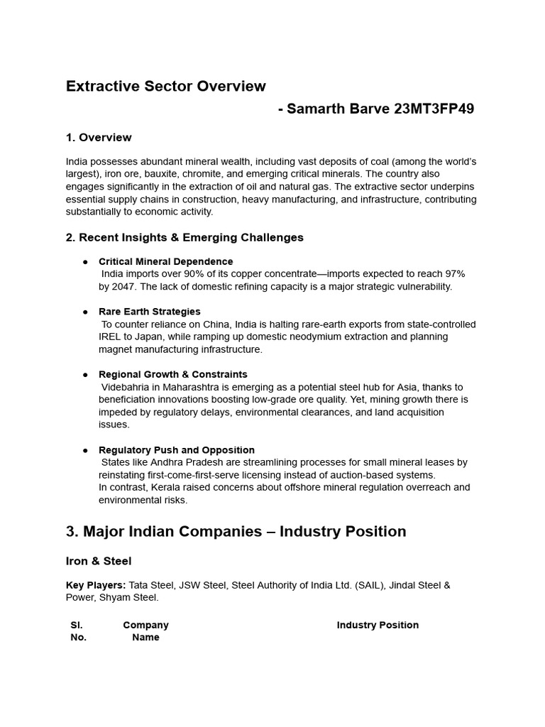 Extractive Sector Overview | PDF | Ore | Smelting