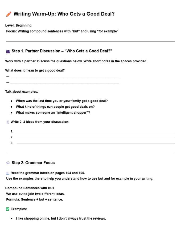 25fa - Beg W - 10!28!25 - Writing Warmup | PDF