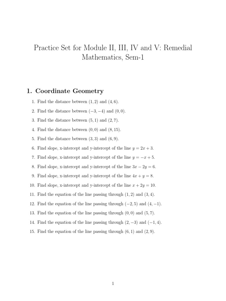 Practice Set Questions - Remaining Modules | PDF | Slope | Equations