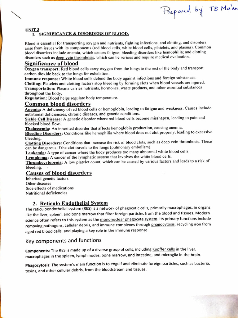 Note { Tb Maam } | PDF | Lymphatic System | Blood Cell