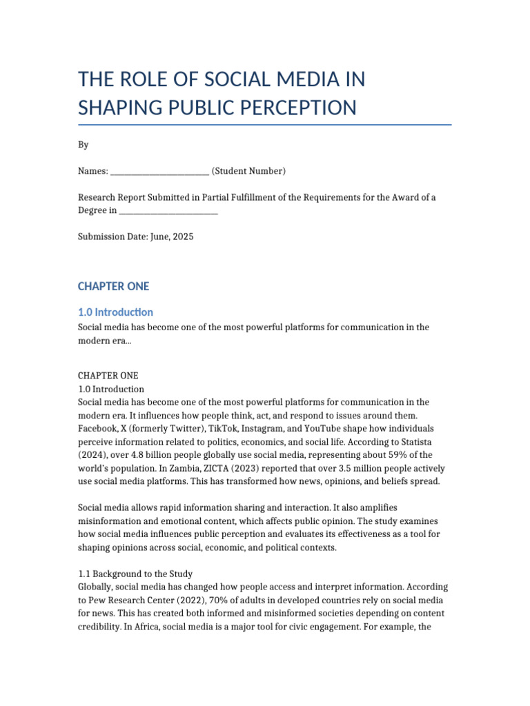 Social Media Public Perception Research Proposal | PDF | Public Opinion ...